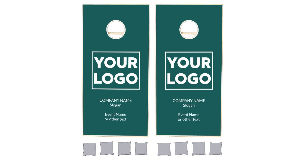 Custom Business Logo and Text Branded Teal Cornhole Set | Zazzle