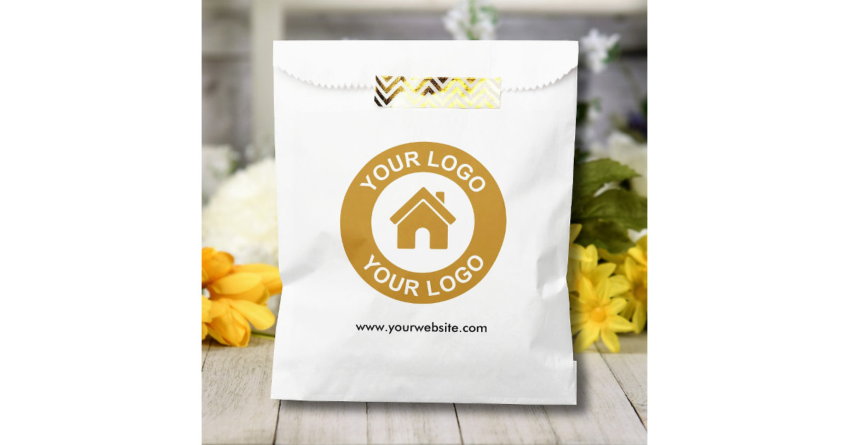 Custom Business Logo and Text Favor Bag | Zazzle