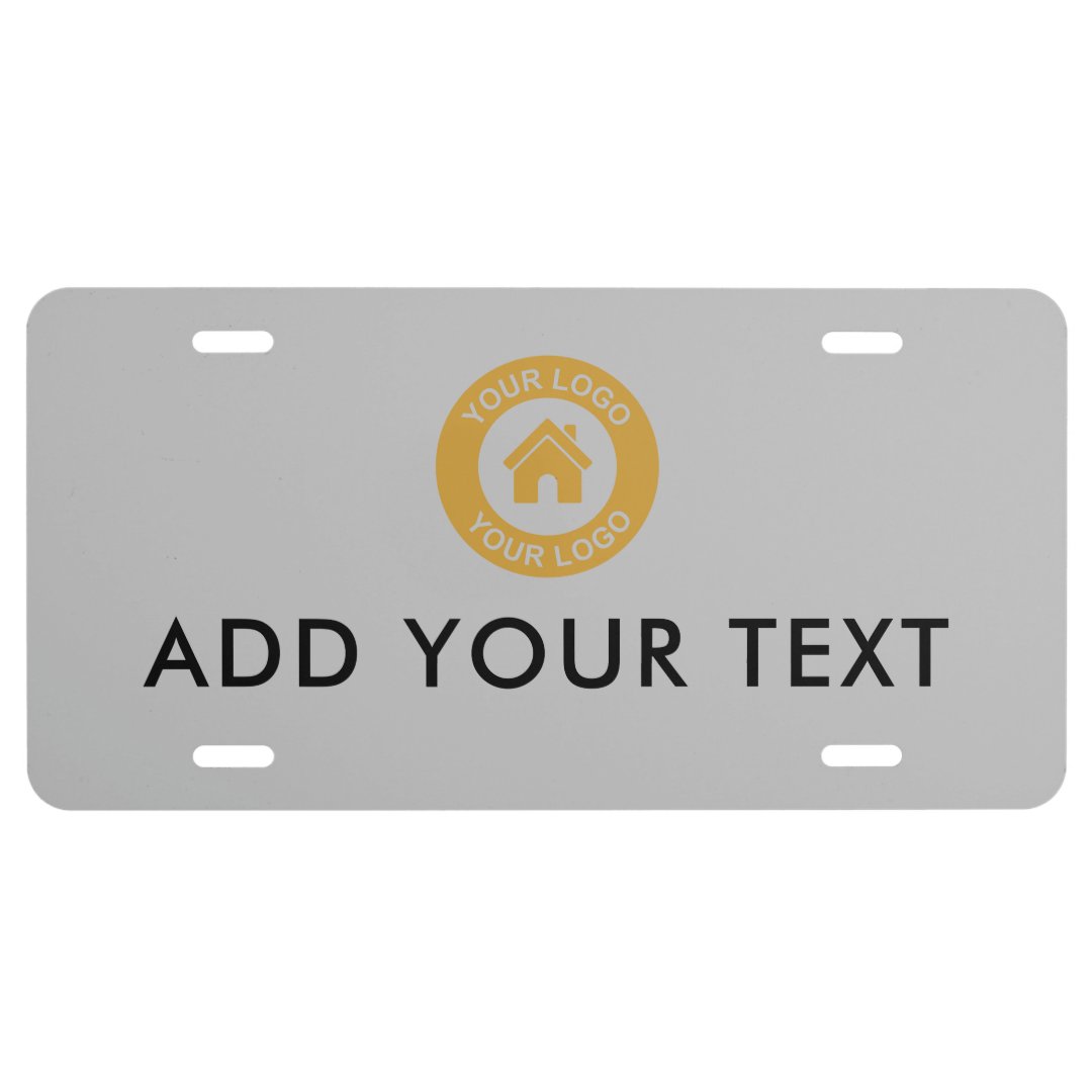 Custom Business Logo And Text Gray License Plate | Zazzle