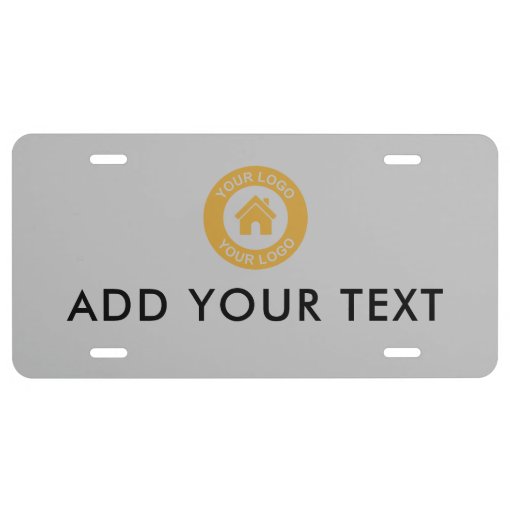 Custom Business Logo And Text Gray License Plate | Zazzle
