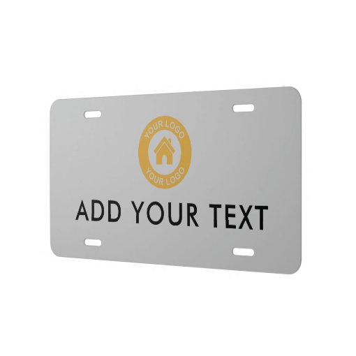 Custom Business Logo And Text Gray License Plate | Zazzle