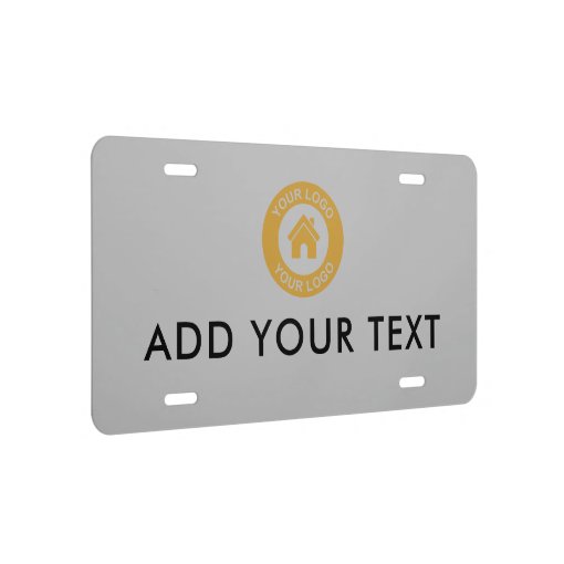 Custom Business Logo And Text Gray License Plate | Zazzle