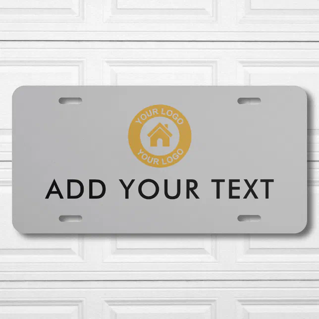 Custom Business Logo And Text Gray License Plate | Zazzle