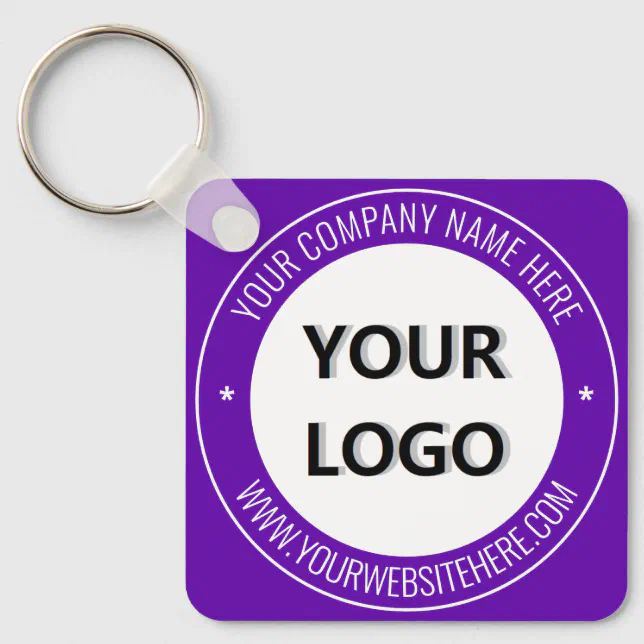 Custom Business Logo and Text Keychain Template | Zazzle