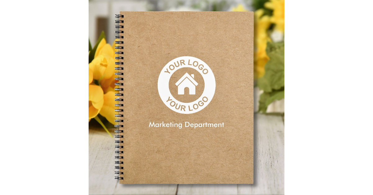 Custom Business Logo And Text Kraft Style Notebook | Zazzle
