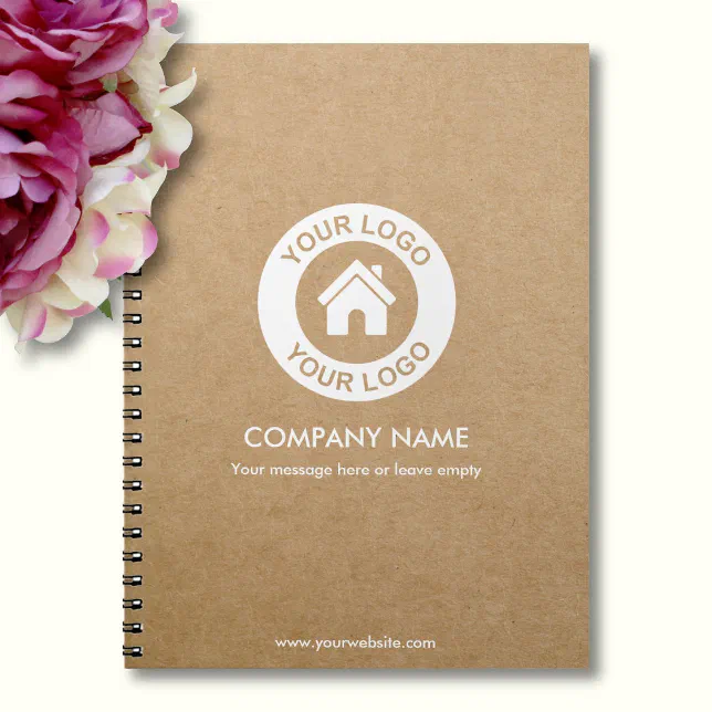Custom Business Logo and Text Kraft Style Notebook | Zazzle