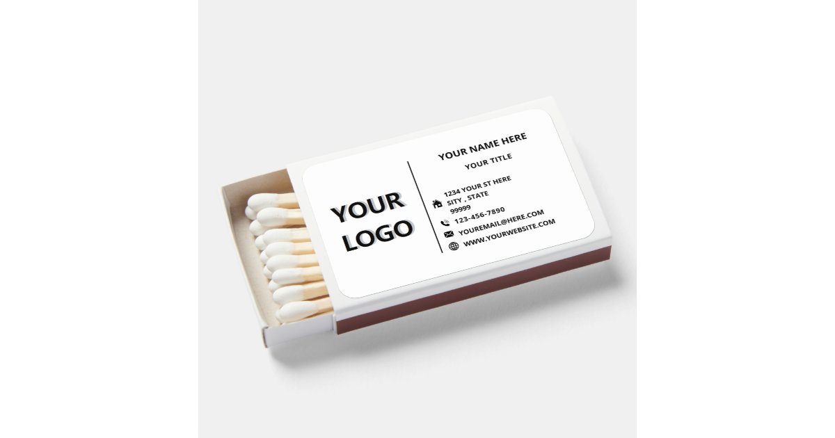 Custom Business Logo and Text Matchboxes Template | Zazzle