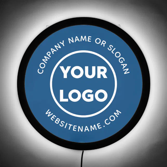 Custom Business Logo and Text on Blue LED Sign | Zazzle