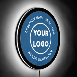 Custom Business Logo and Text on Blue LED Sign | Zazzle