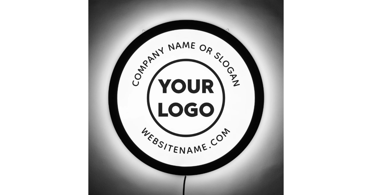 Custom Business Logo and Text on White LED Sign | Zazzle
