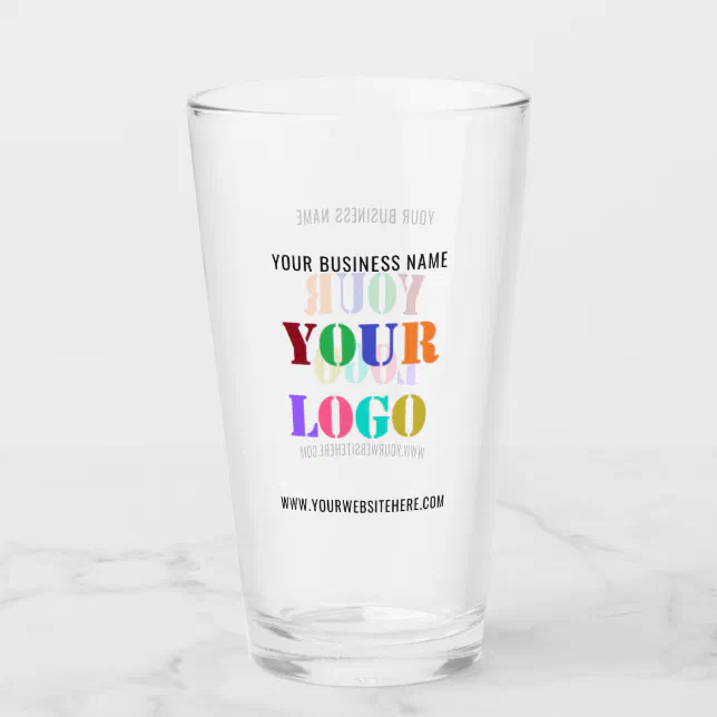 Custom Business Logo and Text Promotional Glass | Zazzle