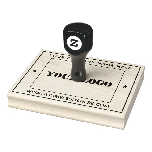 Custom Business Logo and Text Square Rubber Stamp | Zazzle