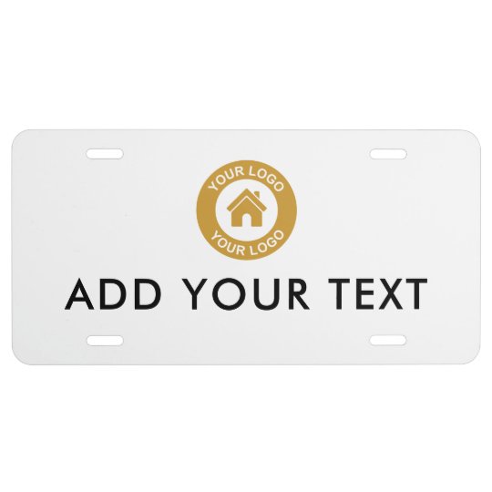 Custom Business Logo And Text White License Plate | Zazzle.com