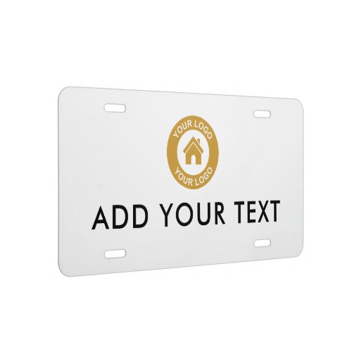 Custom Business Logo And Text White License Plate | Zazzle
