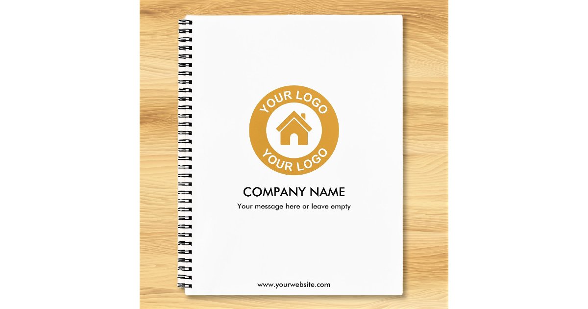 Custom Business Logo And Text White Notebook | Zazzle