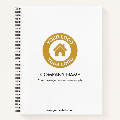 Custom Business Logo And Text White Notebook | Zazzle