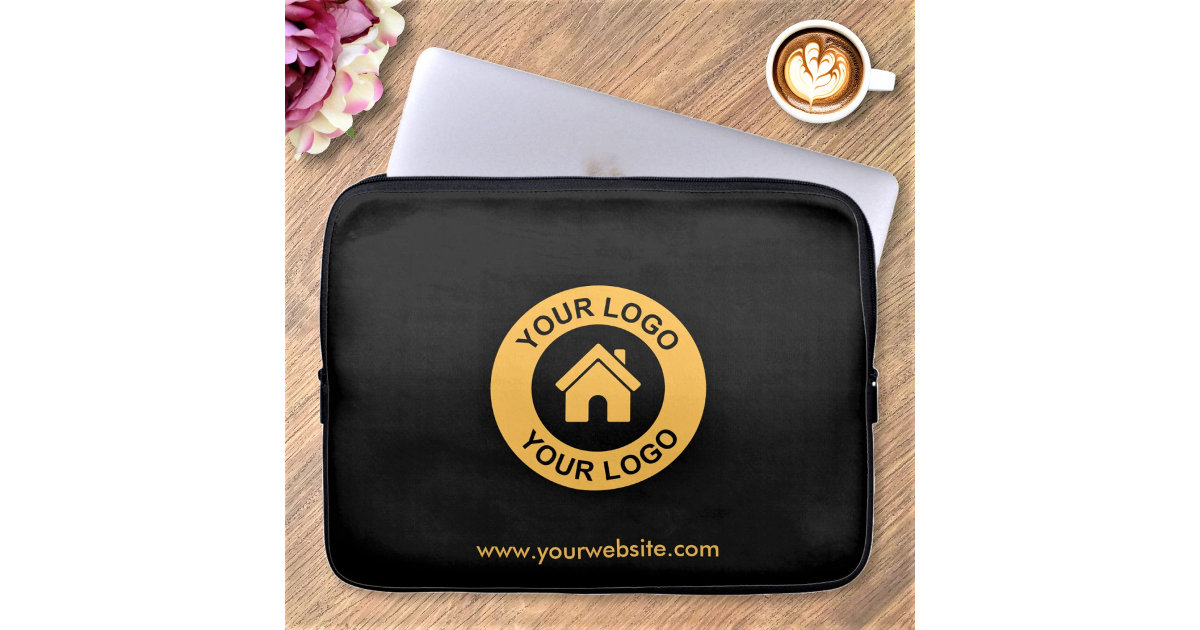 Custom Business Logo And Website Promotional Laptop Sleeve | Zazzle