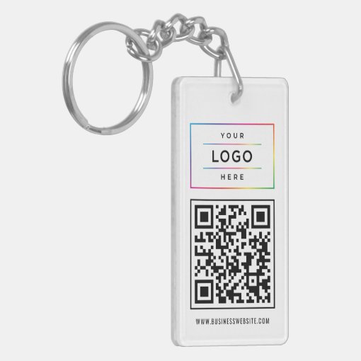 Custom Business Logo and Website QR Code Keychain | Zazzle
