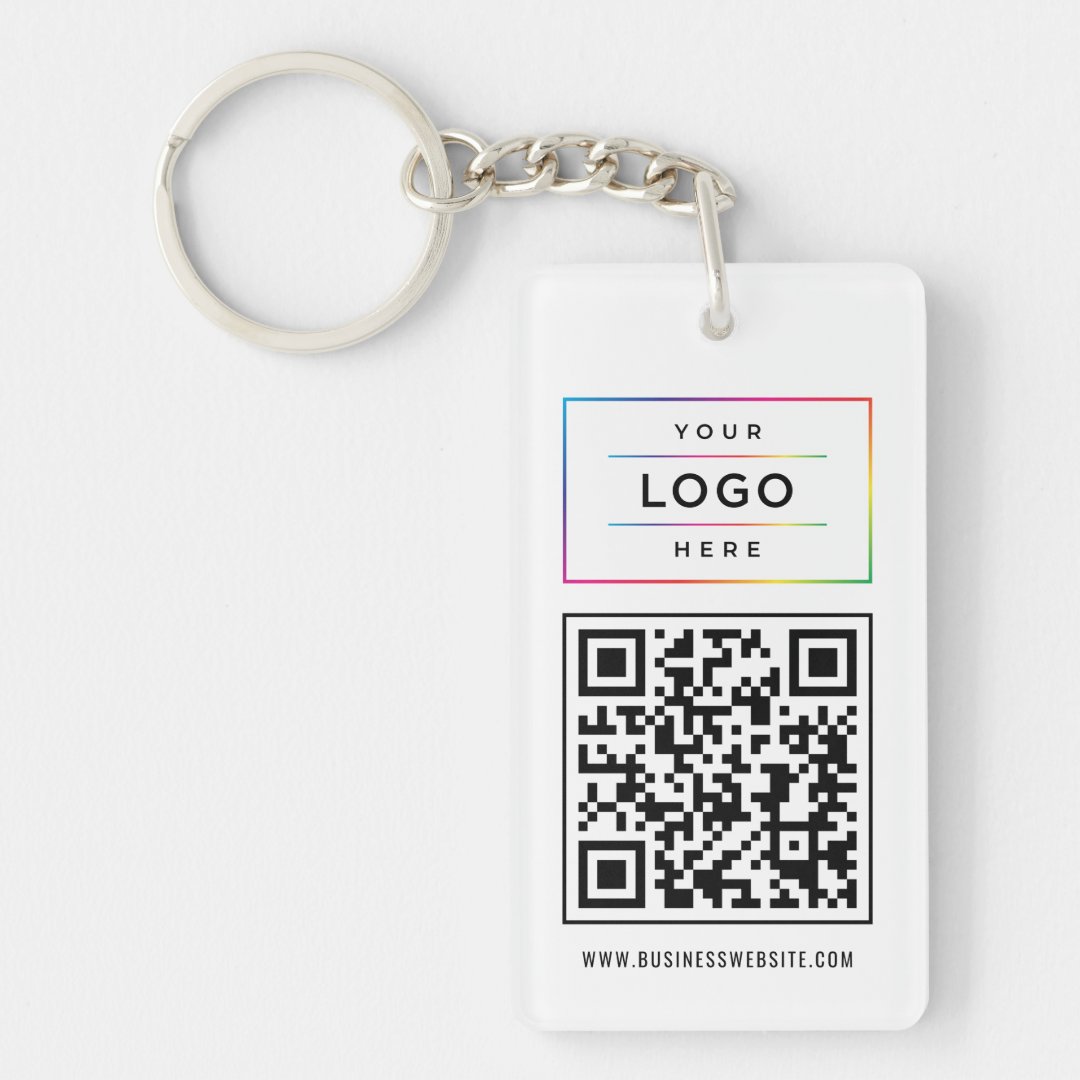 Custom Business Logo and Website QR Code Keychain | Zazzle