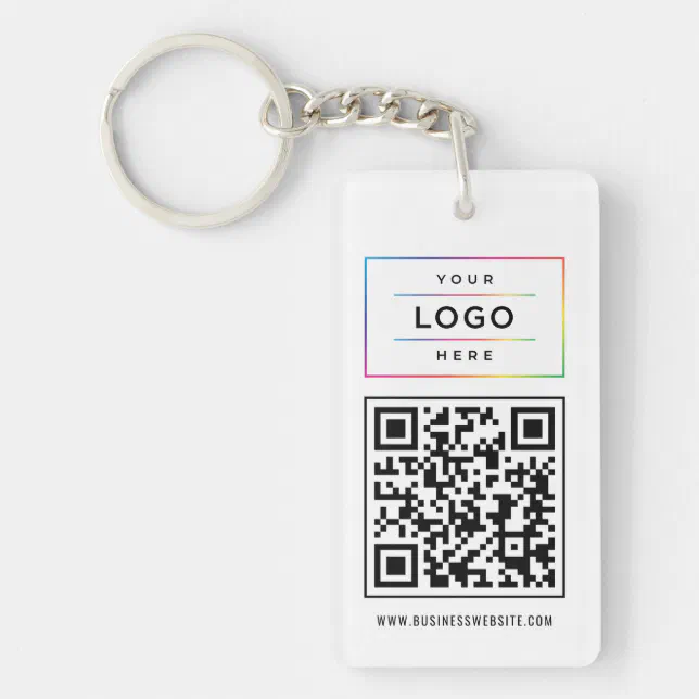 Custom Business Logo and Website QR Code Keychain | Zazzle