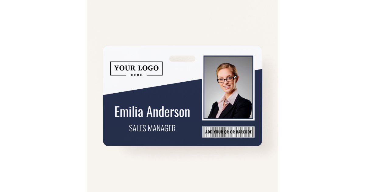 Custom Business Logo Barcode Photo Employee Badge | Zazzle