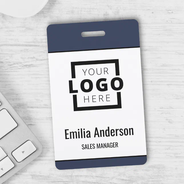Custom Business Logo Basic Barcode Employee Badge | Zazzle