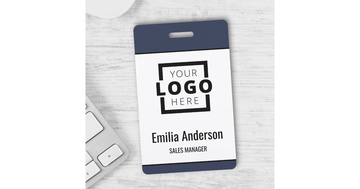 Custom Business Logo Basic Barcode Employee Badge | Zazzle