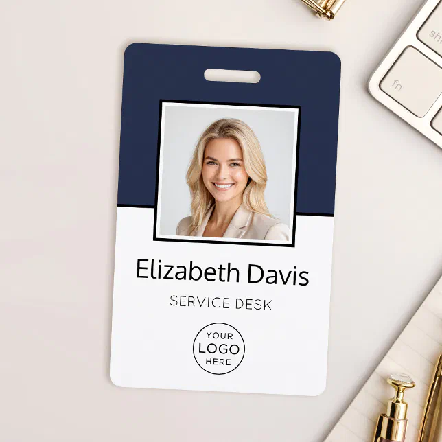 Custom Business Logo Basic Employee Photo Badge | Zazzle