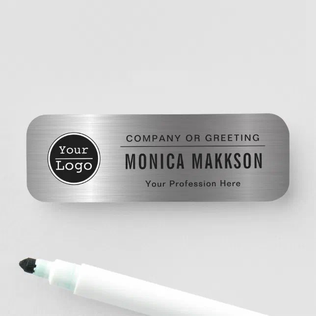 Custom Business Logo Basic Employee Staff Name Na Name Tag | Zazzle