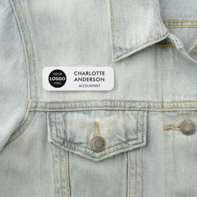 Custom Business Logo Basic Employee Staff Name Nam Name Tag | Zazzle