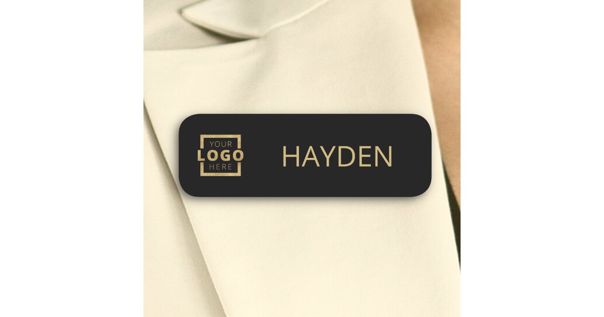 Custom Business Logo Basic Employee Staff Name Name Tag | Zazzle