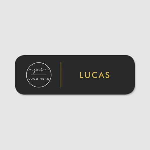 Custom Business Logo Basic Employee Staff Name Name Tag | Zazzle