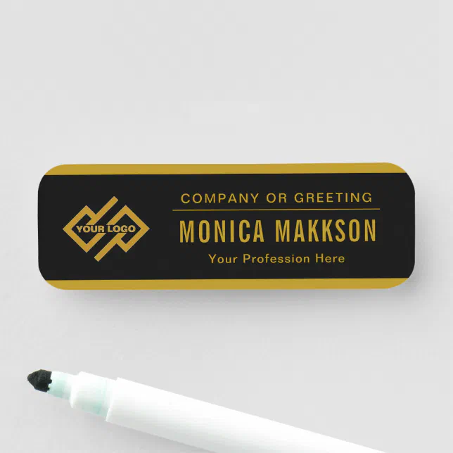 Custom Business Logo Basic Employee Staff Name Tag | Zazzle