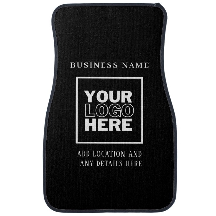 Custom Business Logo Black and White Branded Car Floor Mat | Zazzle