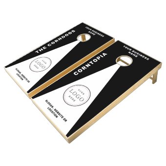Custom Business Logo Black and White Branded Cornhole Set | Zazzle
