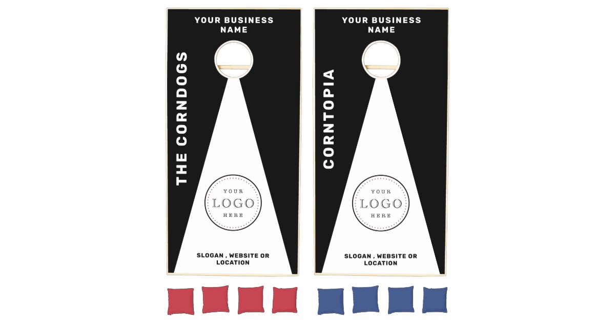 Custom Business Logo Black and White Branded Cornhole Set | Zazzle