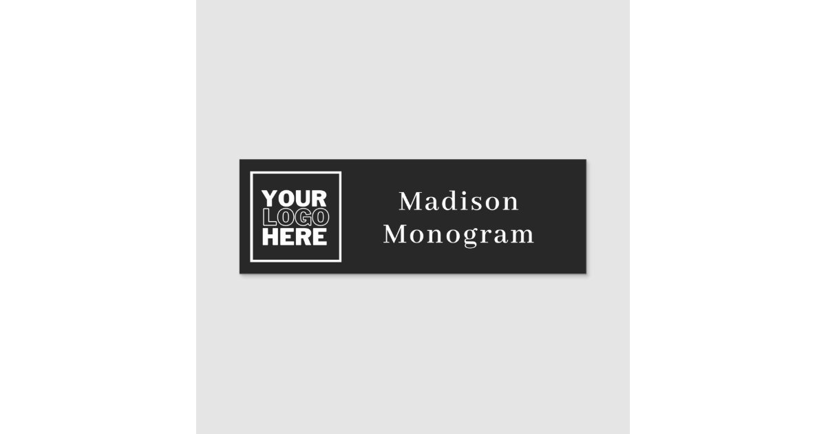 Custom Business Logo Black and White Branded Name Tag | Zazzle
