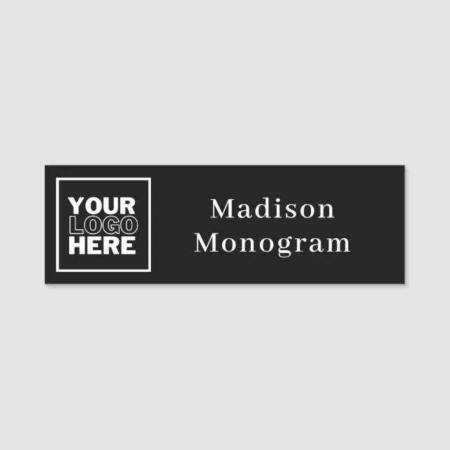 Custom Business Logo Black and White Branded Name Tag | Zazzle