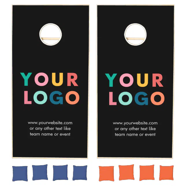 Custom Business Logo Black Branded Event Cornhole Set | Zazzle