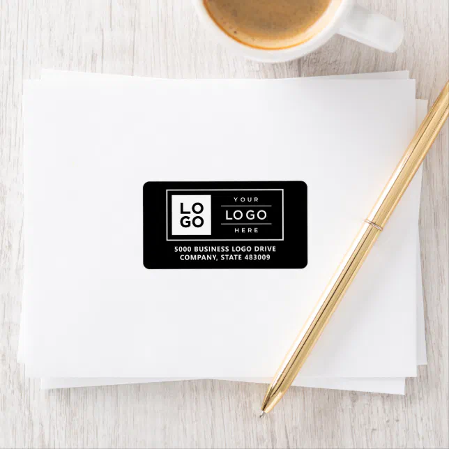 Custom Business Logo Black Company Branded Address Label | Zazzle