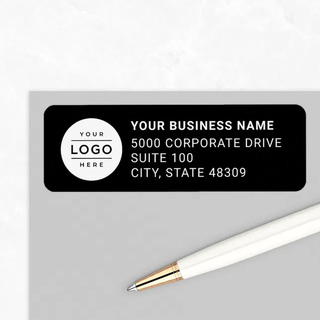 Custom Business Logo Black Company Return Address Label | Zazzle