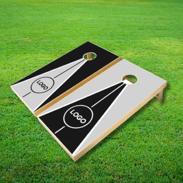 Custom Business logo Black & Grey Minimal design Cornhole Set | Zazzle