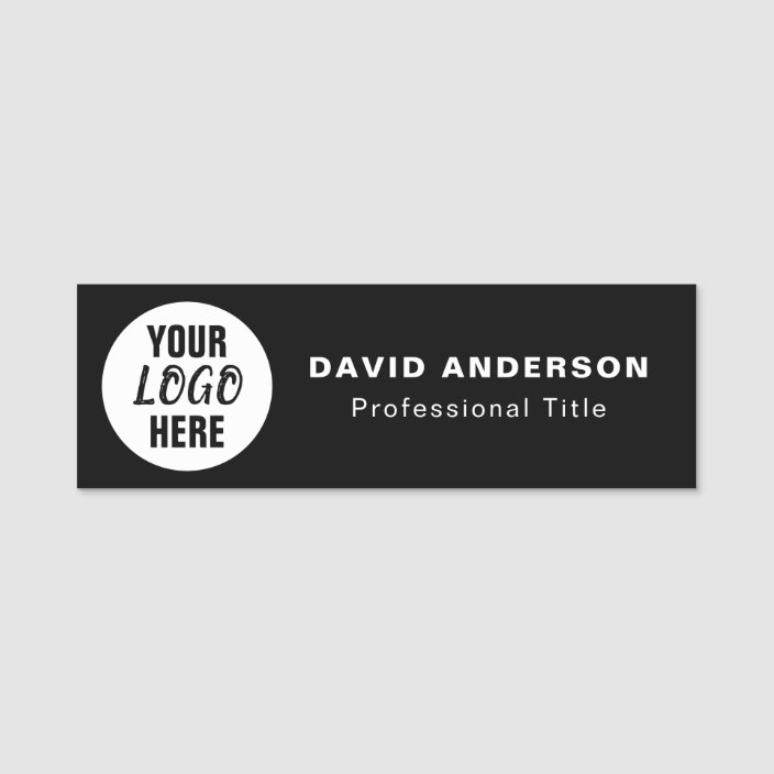 Custom Business Logo Black Name Tag | Zazzle