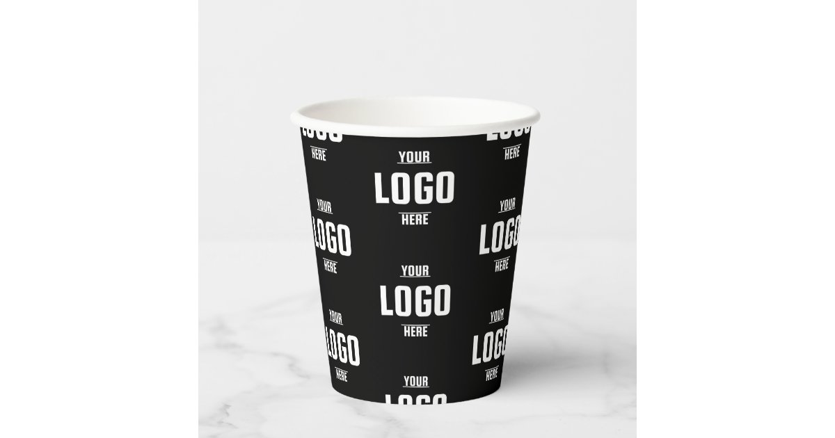 Custom Business Logo Branded Paper Cups – Black | Zazzle
