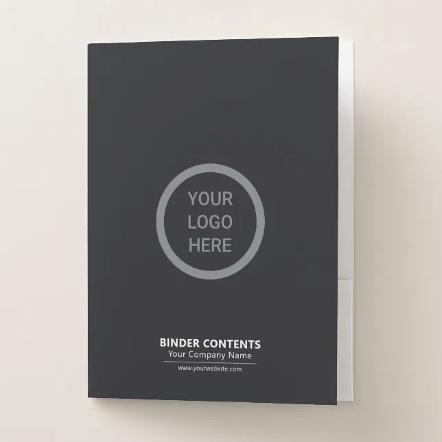 Custom Business Logo Branded Professional Black Pocket Folder | Zazzle