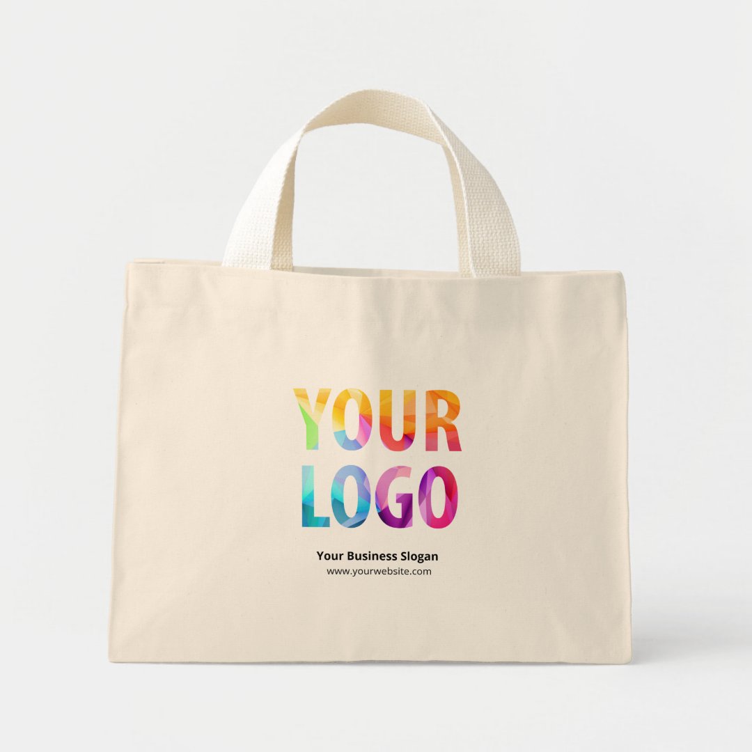 Custom Business Logo Branded Promotional Mini Tote Bag | Zazzle