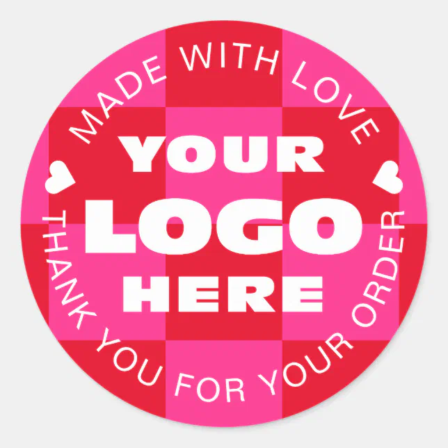Custom Business Logo Branded Thank You Checker Classic Round Sticker ...