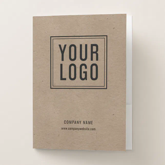 Custom Business Logo Card Slot Professional Kraft Pocket Folder | Zazzle