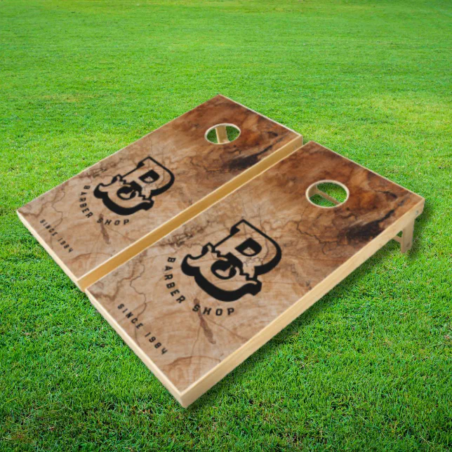 Custom Business Logo Classic Wood Minimal Design Cornhole Set | Zazzle