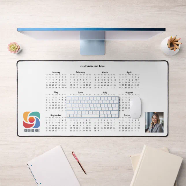 Custom Business Logo Company 2026 Calendar Desk Mat | Zazzle